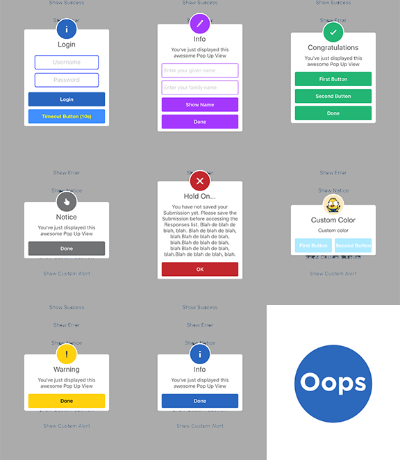 GitHub - Meniny/Oops: ⚠️A SCLAlertView Like Dialog View for iOS in Swift