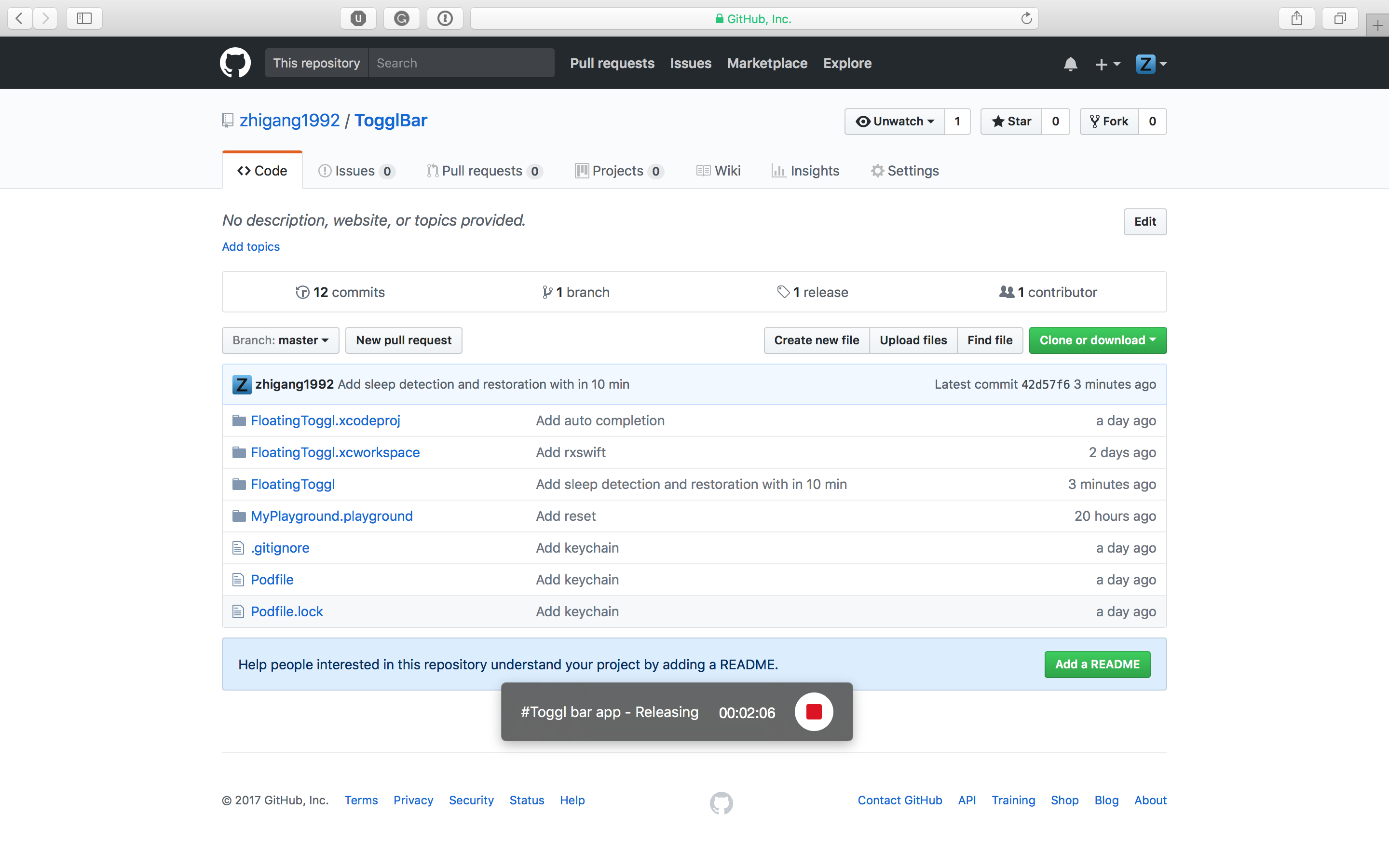 GitHub - zhigang1992/InTime: InTime - Unofficial Toggl App stay on your screen.