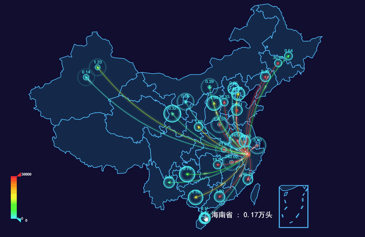 china-area: 使用百度echart 模拟迁徙或者运行轨迹的地图数据