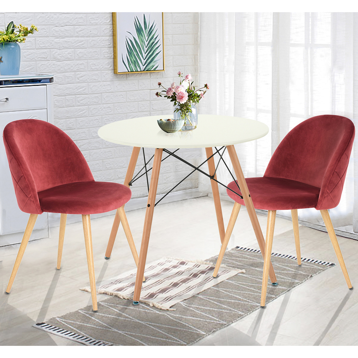 Table à Manger Ronde de 2 à 4 Personnes Scandinave Plateau Blanco et ...