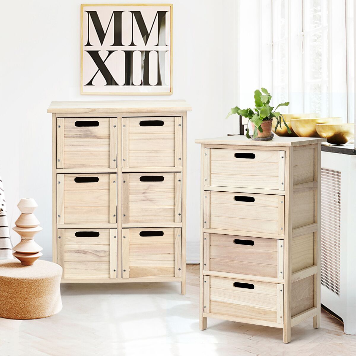 Homy Casa Commode de Chambre Armoire de Rangement - 6 Tiroirs - Bois ...