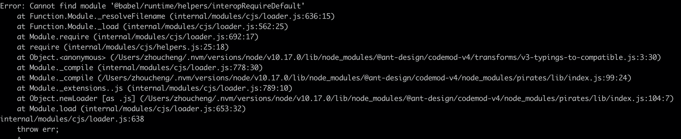 Cannot find module '@babel/runtime/helpers/interopRequireDefault' · Issue #89 · ant-design ...