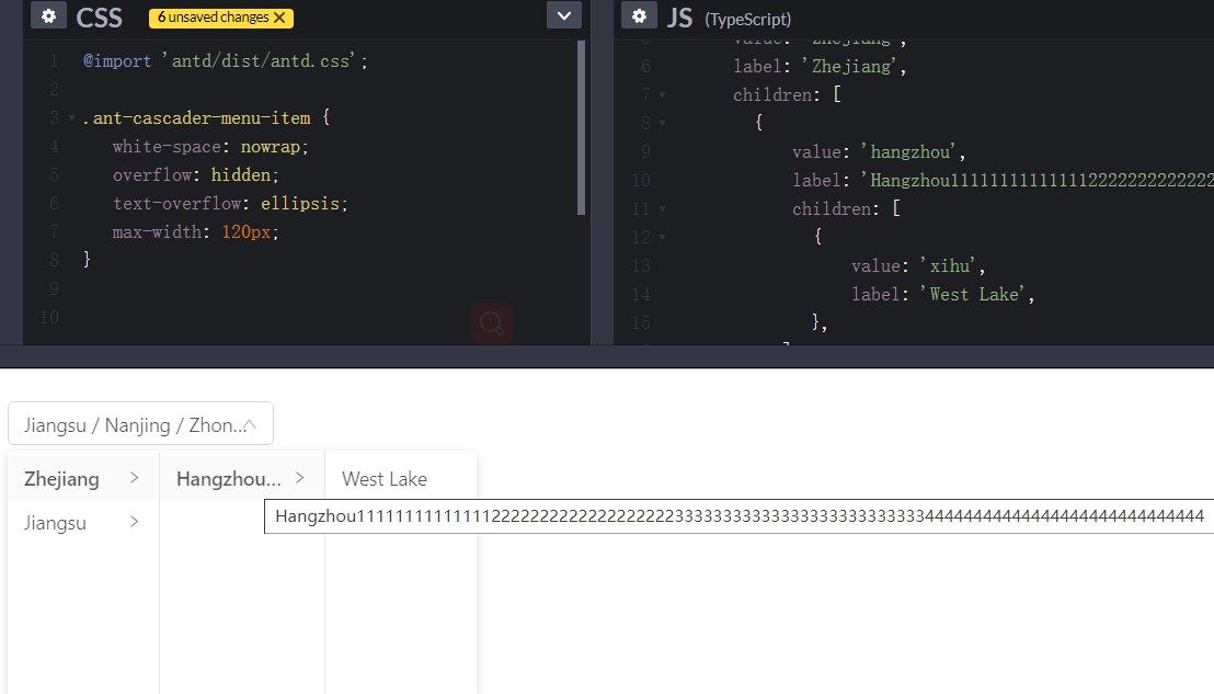Cascader long-option-text style issue · Issue #22549 · ant-design/ant-design · GitHub