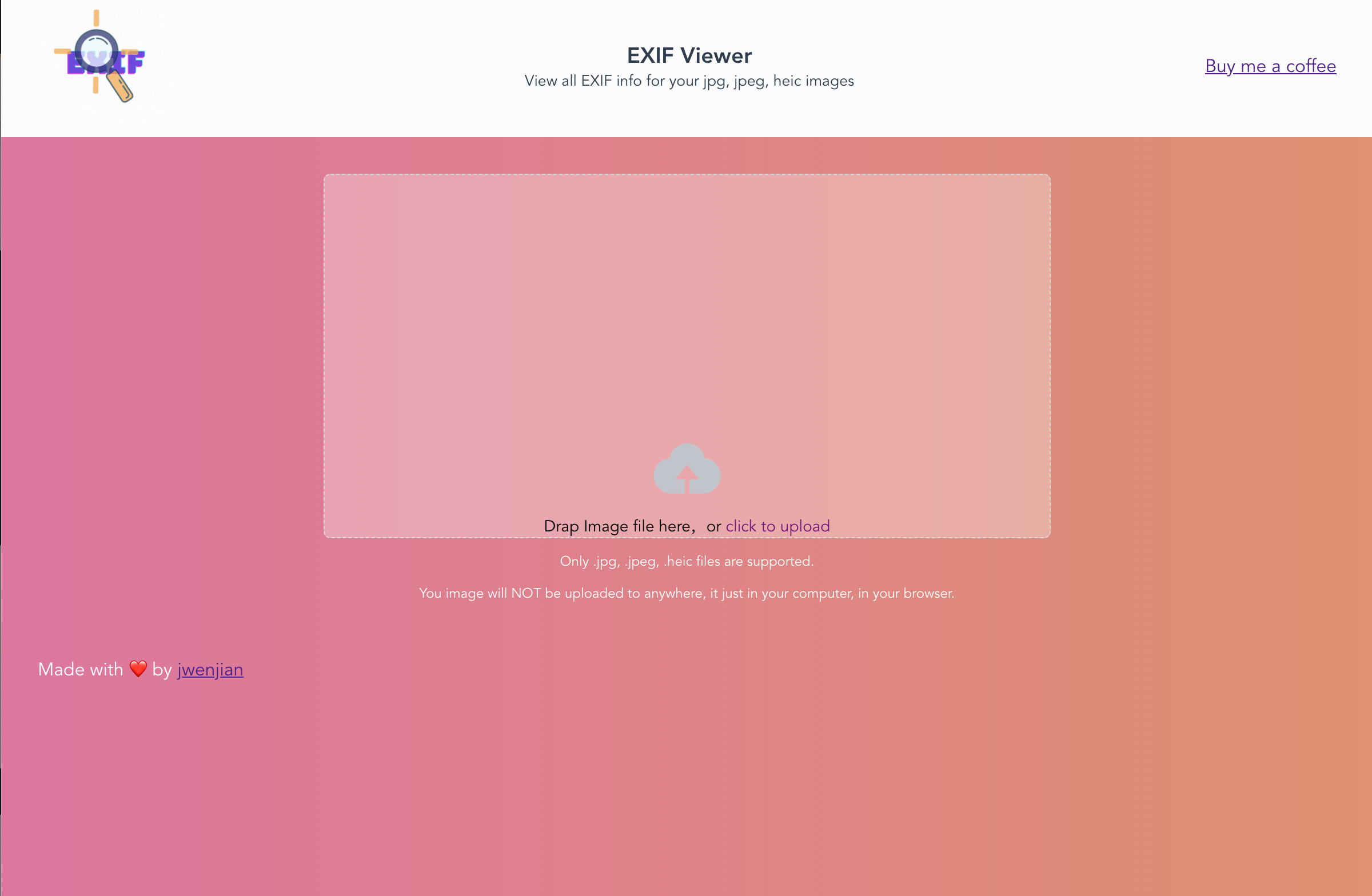 GitHub - jwenjian/exif-viewer: A free online tool to read all the EXIF data of your .jpg, .jpeg ...
