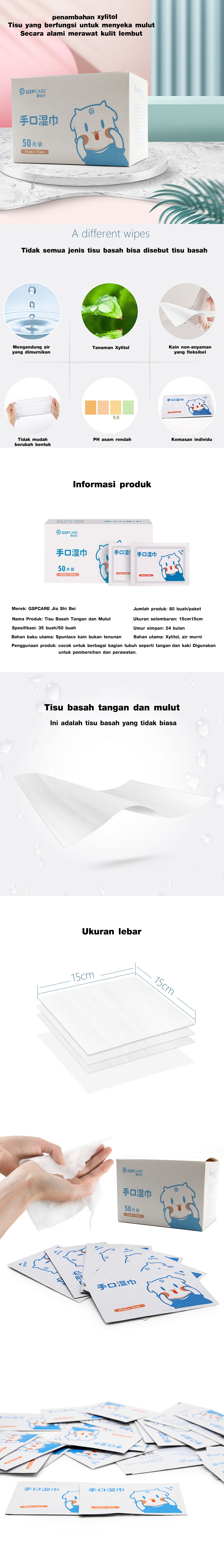 Jual GSP CARE tisu basah tangan dan mulut di Seller GSPCARE Store ...